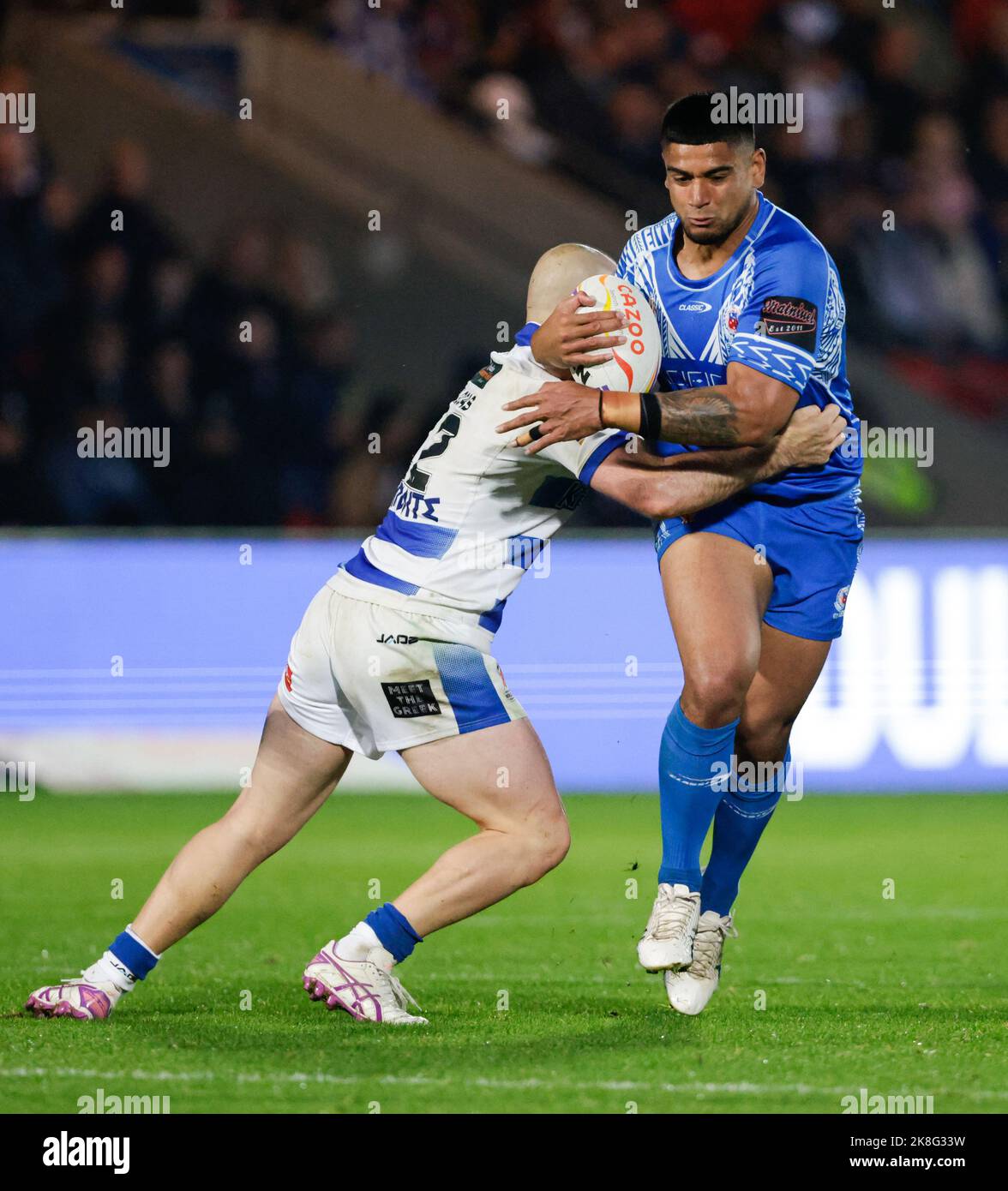Samoa's Oregon Kaufusi in action during the Rugby League World Cup ...
