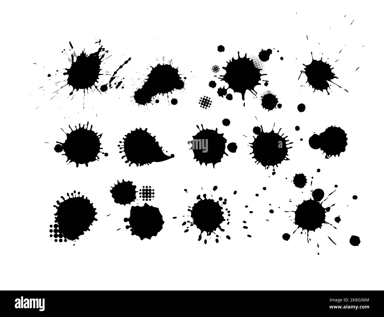 Set of abstract stains, blots, splashes and smudges. Vector graphics ...