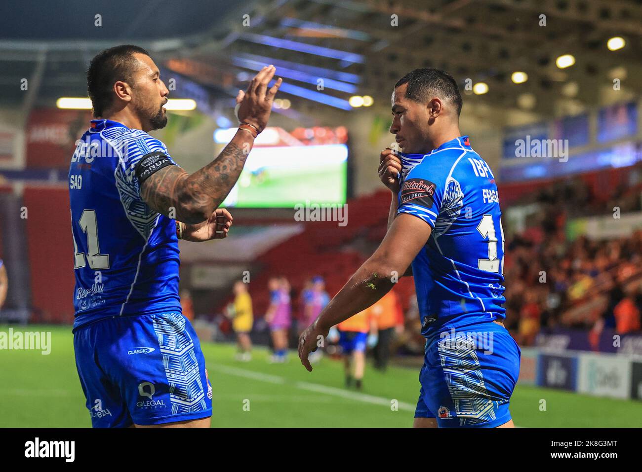 s1§9celebrates his try with Ligi Sao of Samoa during the Rugby League ... s1§9celebrates his try with Ligi Sao of Samoa during the Rugby League ...