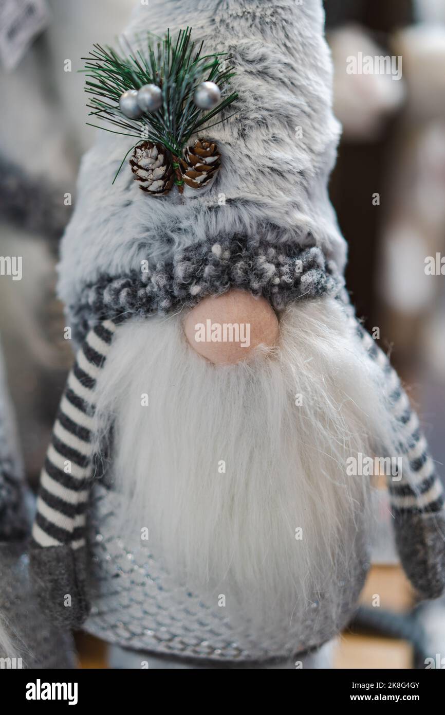 Black and White Christmas Gonk wearing a wooly hat with pine cones ...