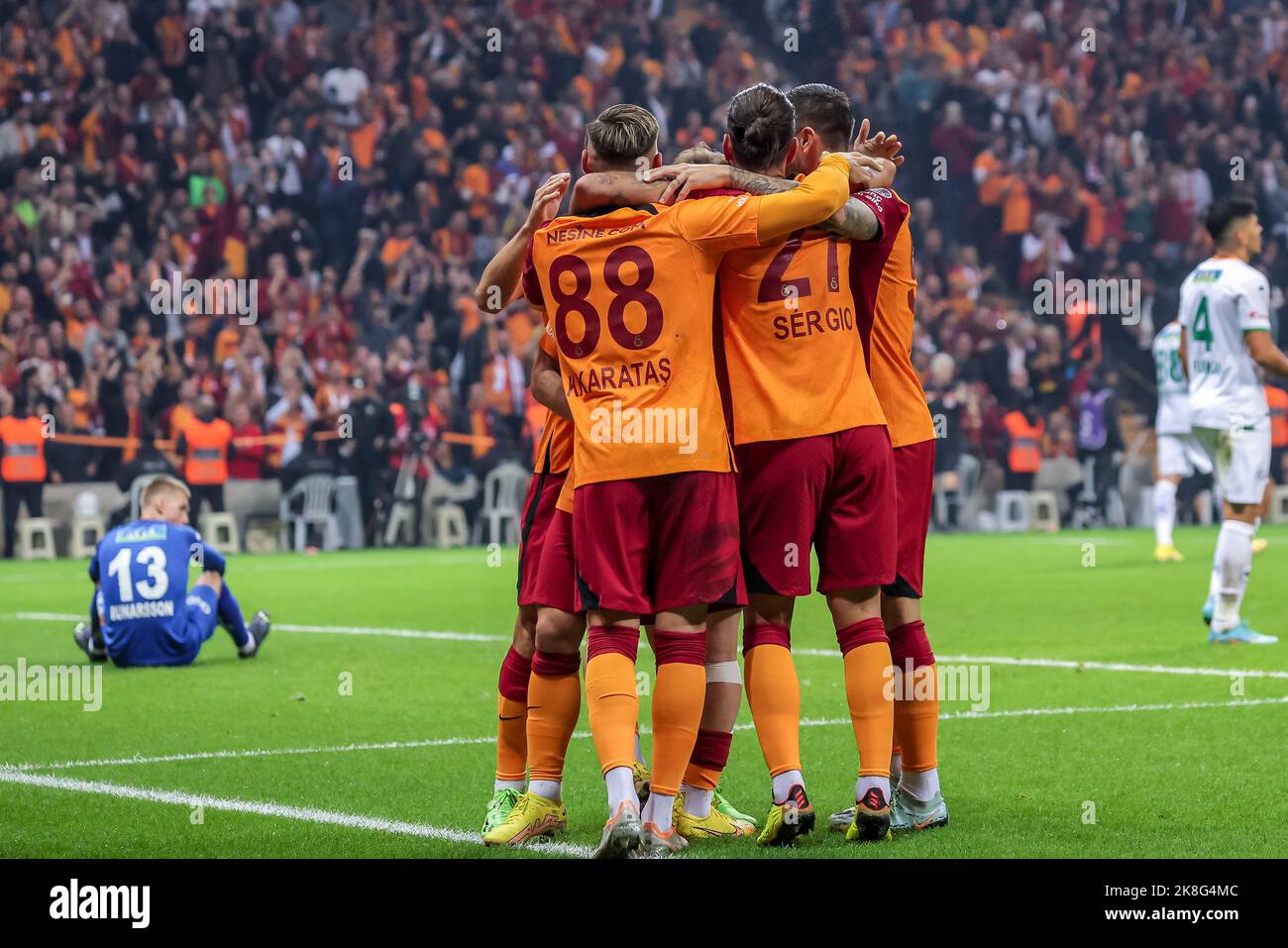 ISTANBUL, TURKEY - OCTOBER 23: players of Galatasaray celebrate the ...