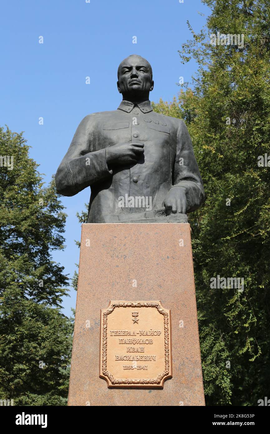 Statue of Ivan Panfilov (1893-1941), Panfilov Park, Kazybek Bi Street ...