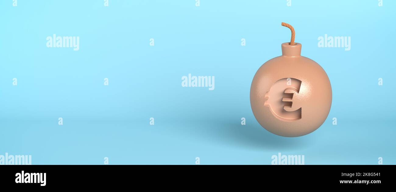 Business Risk concept: A bomb with fuse and an engraved euro sign. Web ...