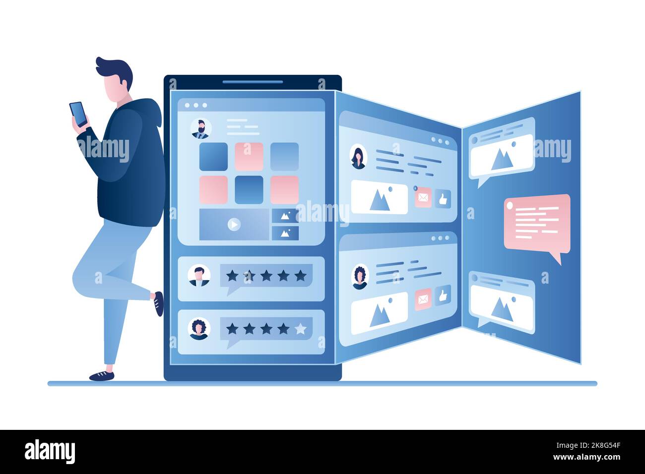 Man chatting on social Stock Vector Images - Alamy