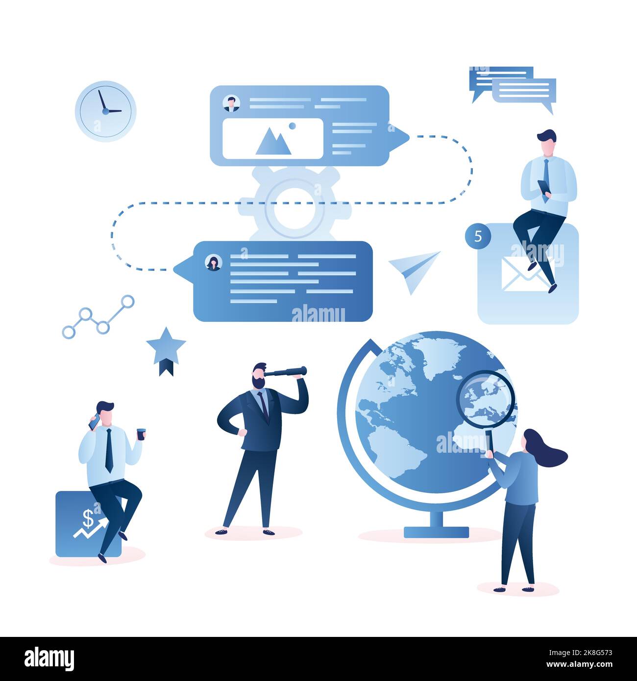 Business global communication and contacts.Online teamwork.Business ...