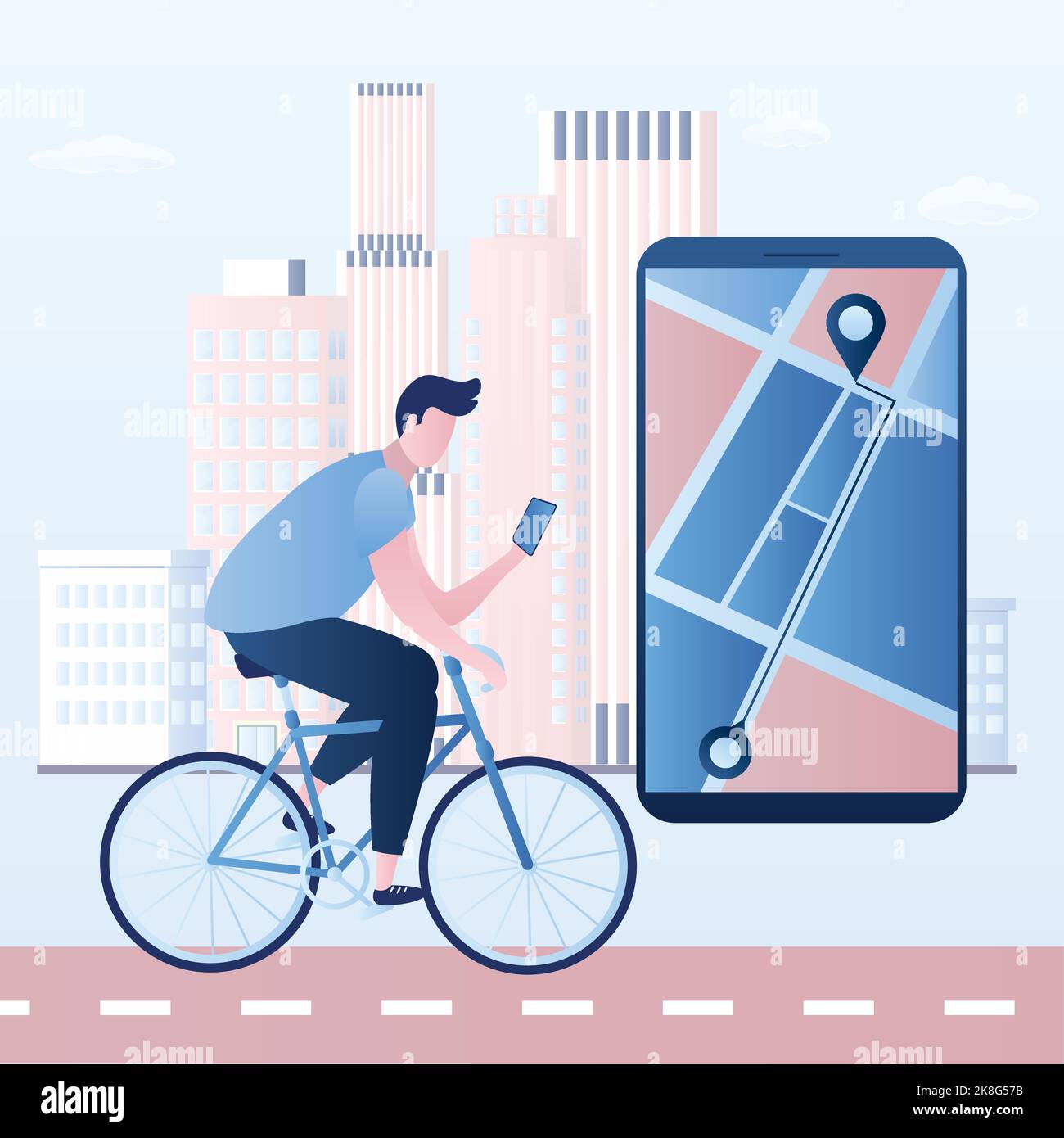 Mobile phone cyclist Stock Vector Images - Alamy