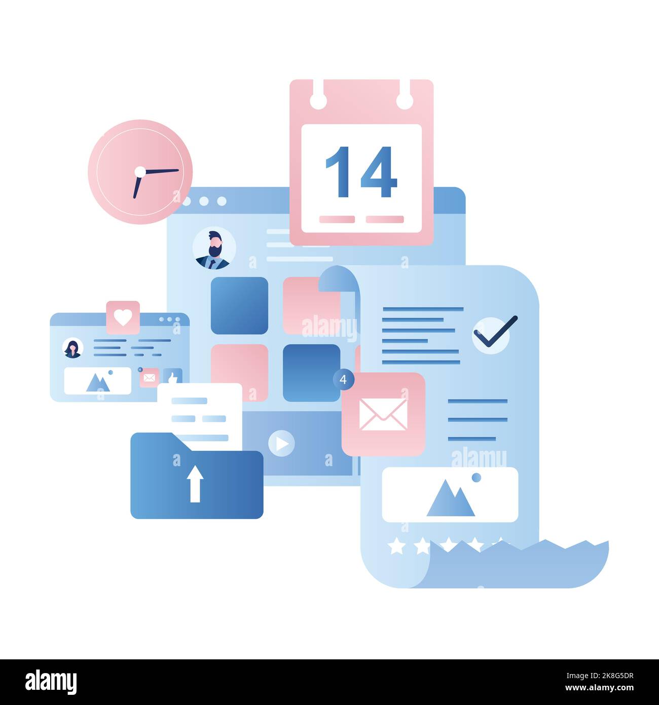 Business signs and icons. Office day and business daily planner ...