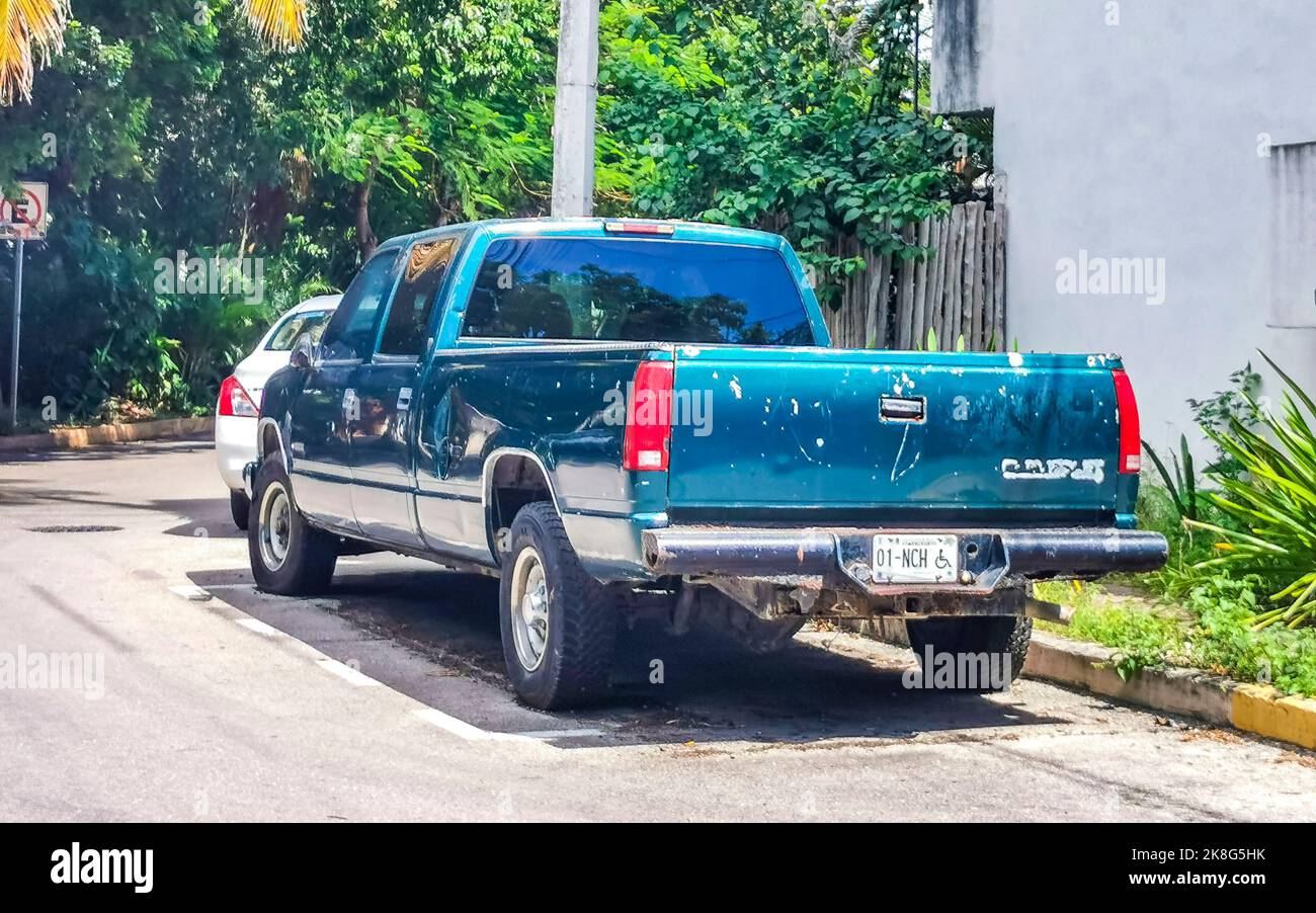 Various Mexican pickup trucks cars 4x4 Off-road vehicles in Playa del Carmen Quintana Roo Mexico ...