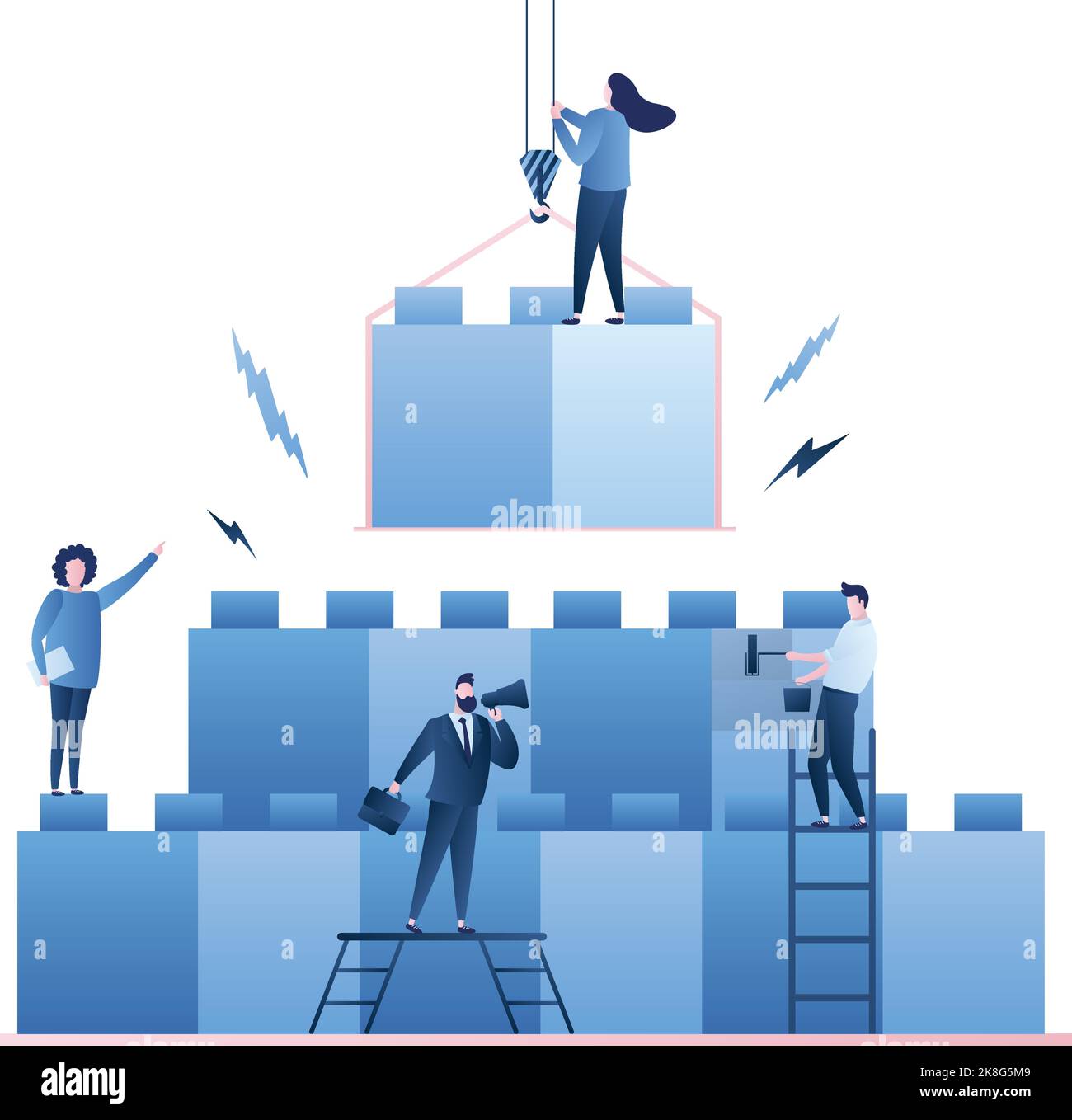 Business people building new startup. Business teamwork concept. Boss ...