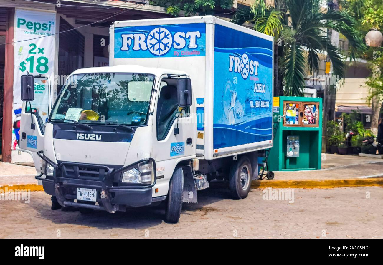 Various Mexican trucks transporters vans delivery cars in Playa del ...