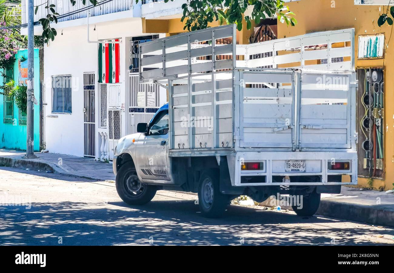 Various Mexican trucks transporters vans delivery cars in Playa del ...