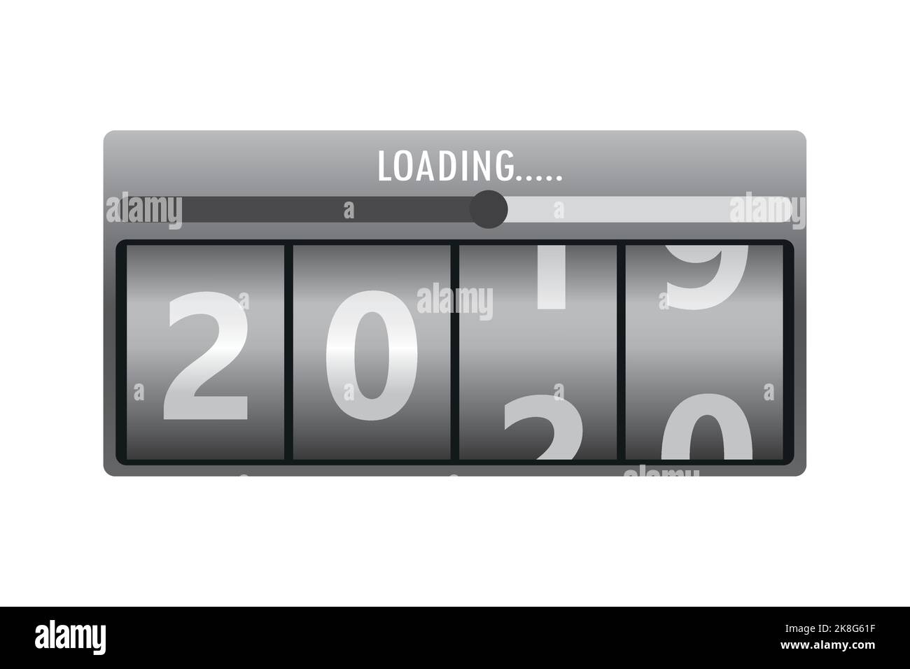Countdown calendar,loading process with year 2019 and 2020. Happy New ...