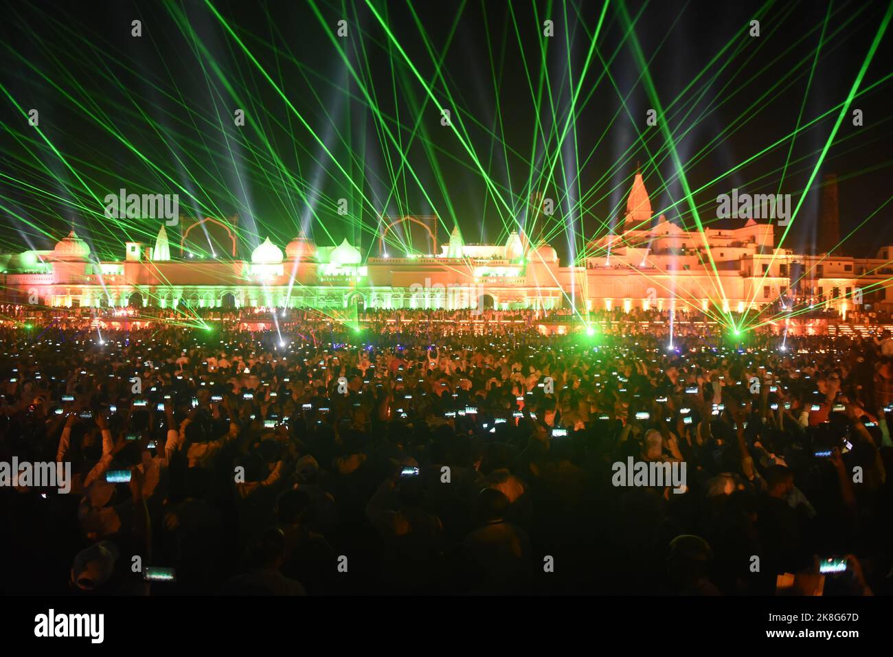 AYODHYA, INDIA - OCTOBER 23: A view of a light and sound show during ...