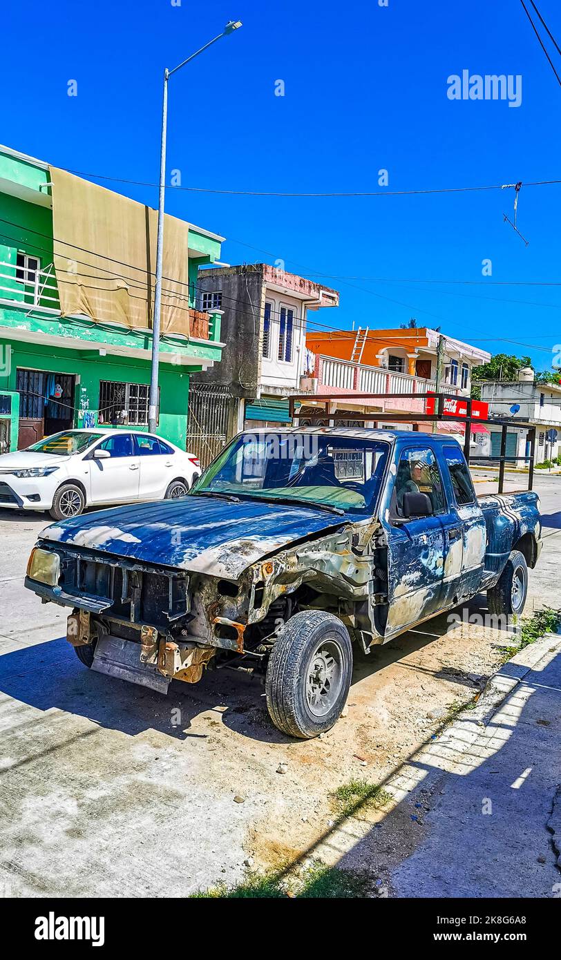 Broken scrap tire rustic cars car in Playa del Carmen Quintana Roo ...