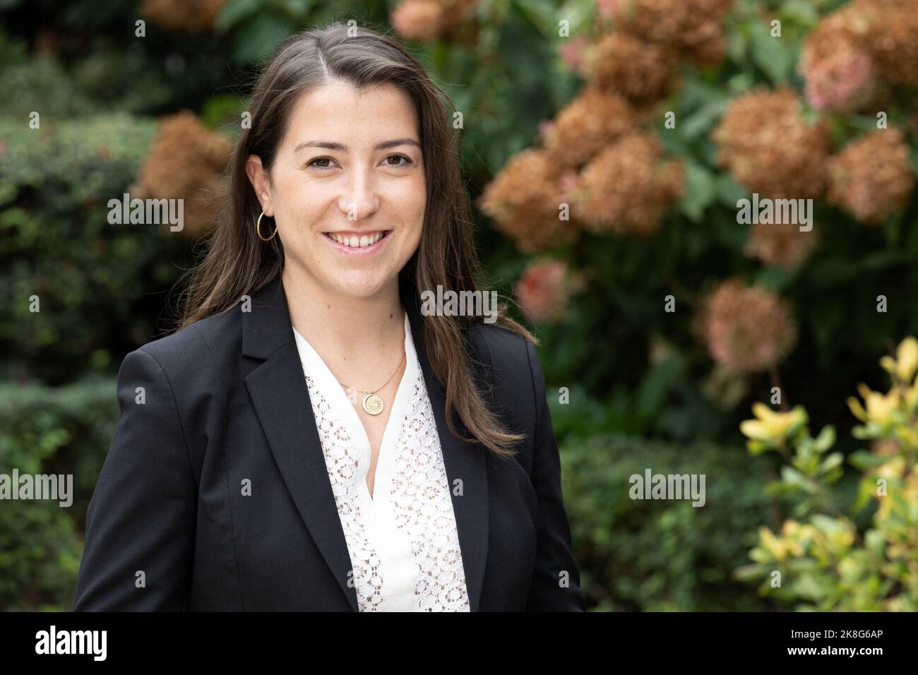 Deputy of the group MODEM et Independants , Louise Morel poses during a ...