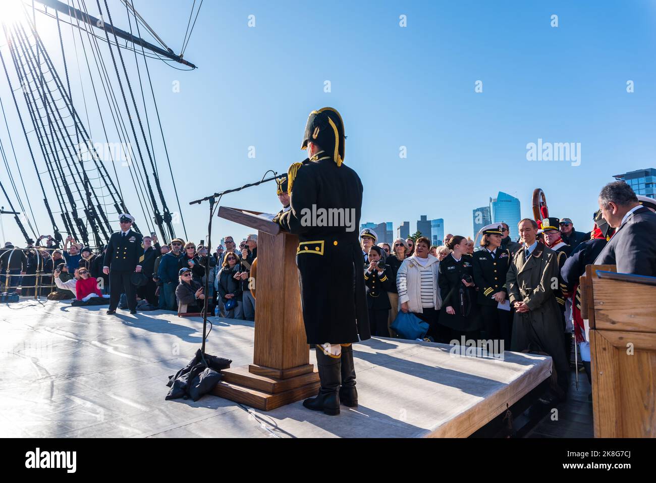 Commander Billie J. Farrell on the USS Constitution underway from ...