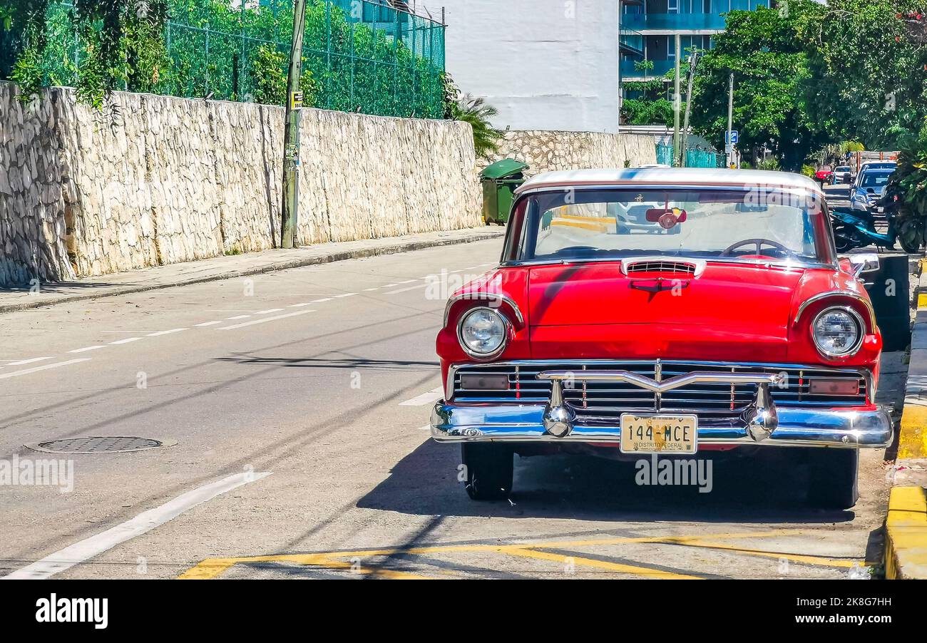 Various colorful tuned cars and classic vintage cars in Playa del ...