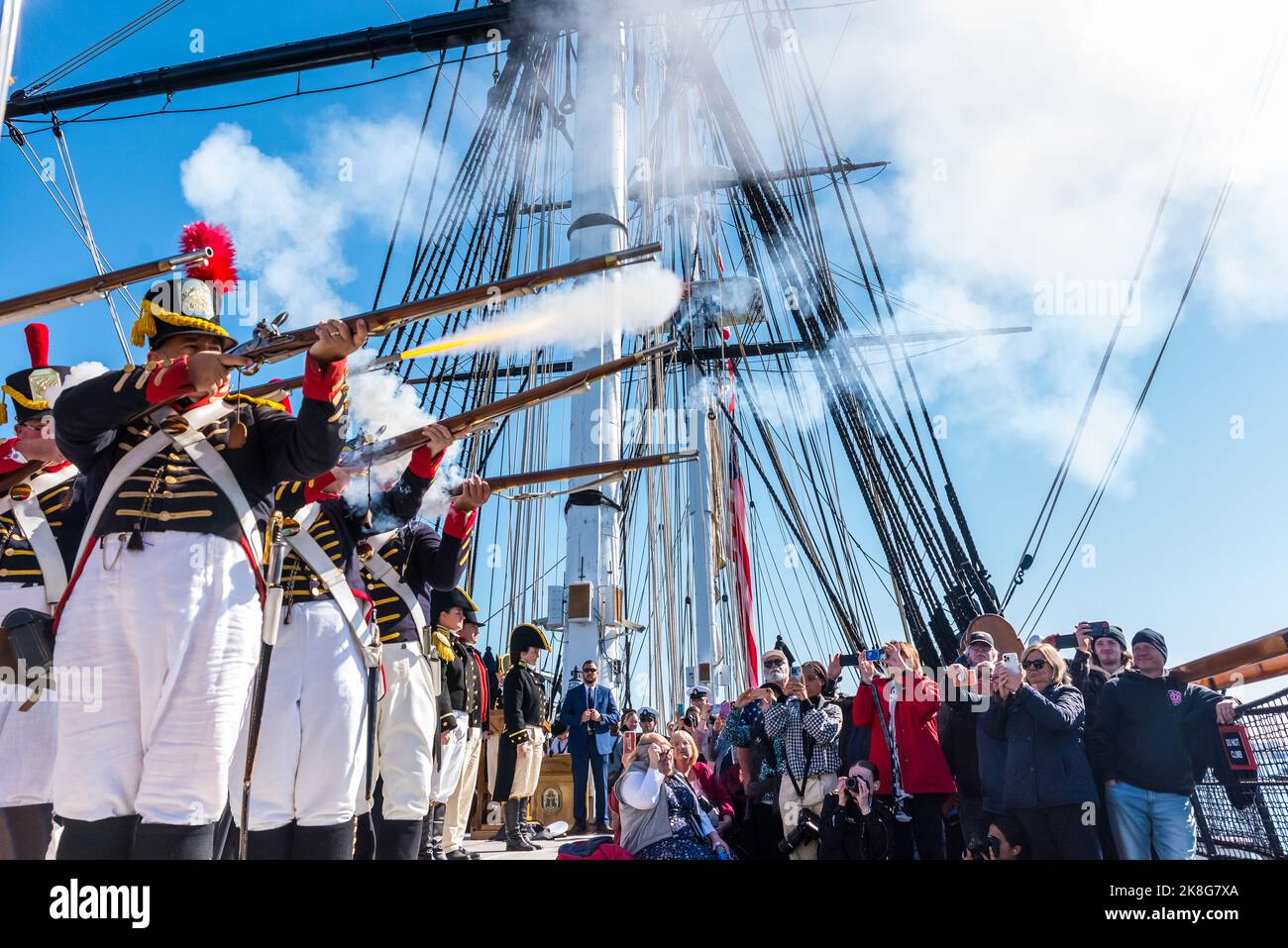 USS Constitution went underway from Charlestown Navy Yard for the 225th ...