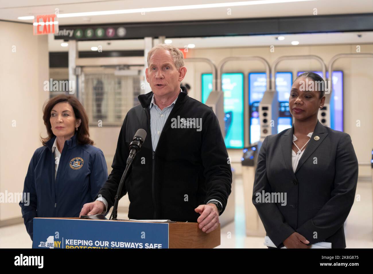 MTA Chair and CEO Janno Lieber speaks during announcement of expanded ...