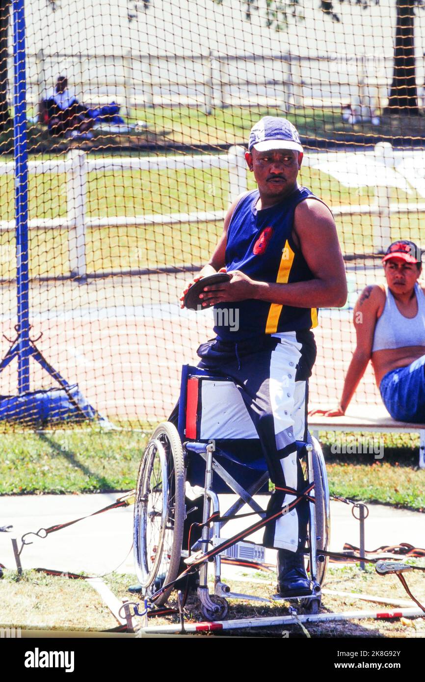 Disc launching, Handisport France championship, Bron, Rhone-Alps region ...