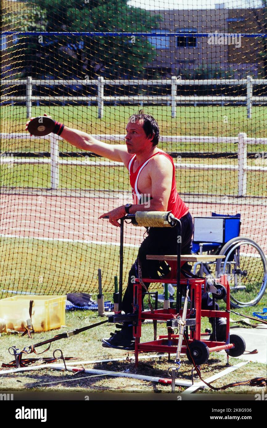 Disc launching, Handisport France championship, Bron, Rhone-Alps region ...