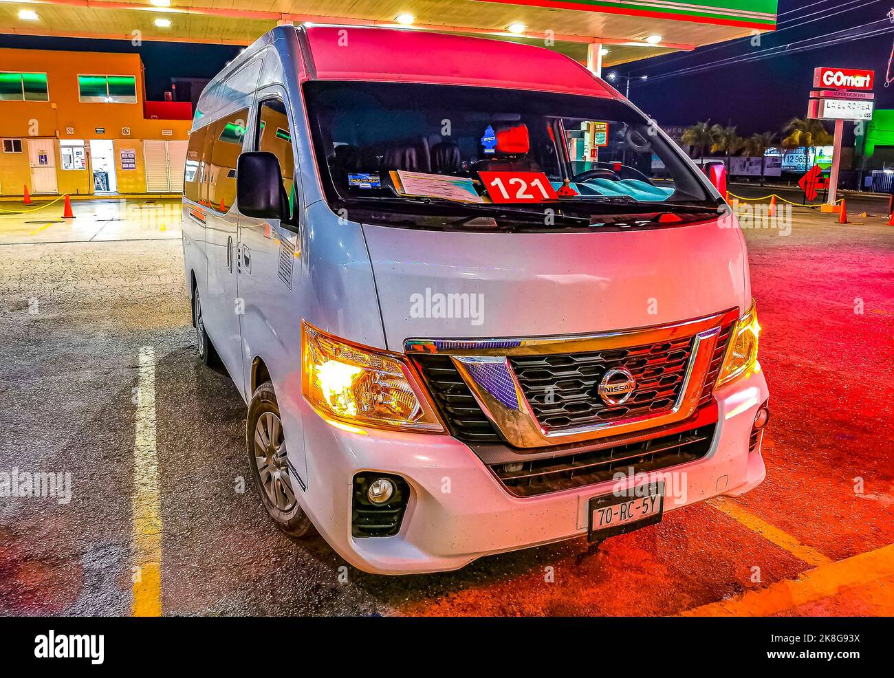 Various minibuses vans transporters vehicles cars in Playa del Carmen ...