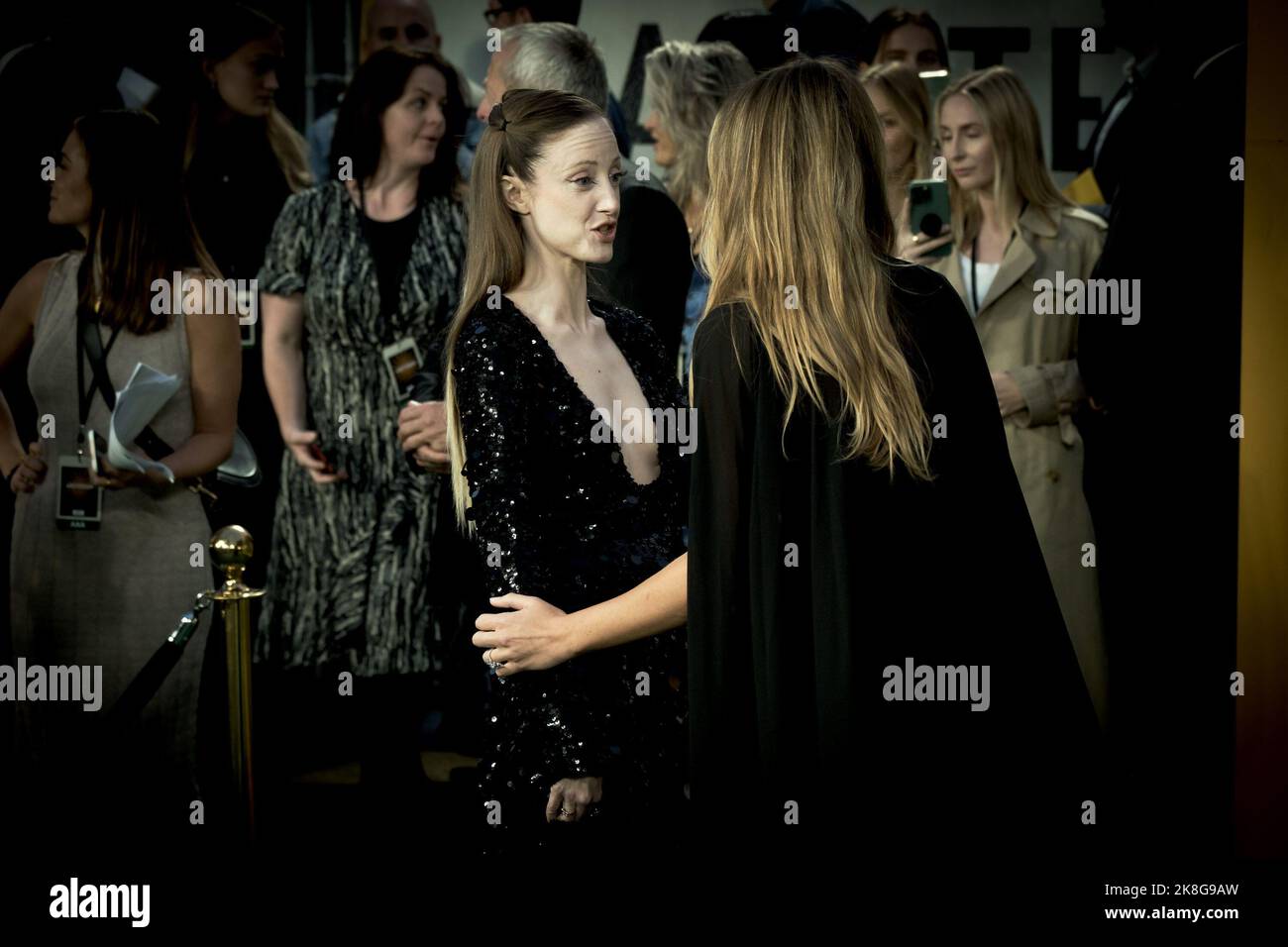 Andrea Riseborough chats to Margot Robbie photographed during the ...