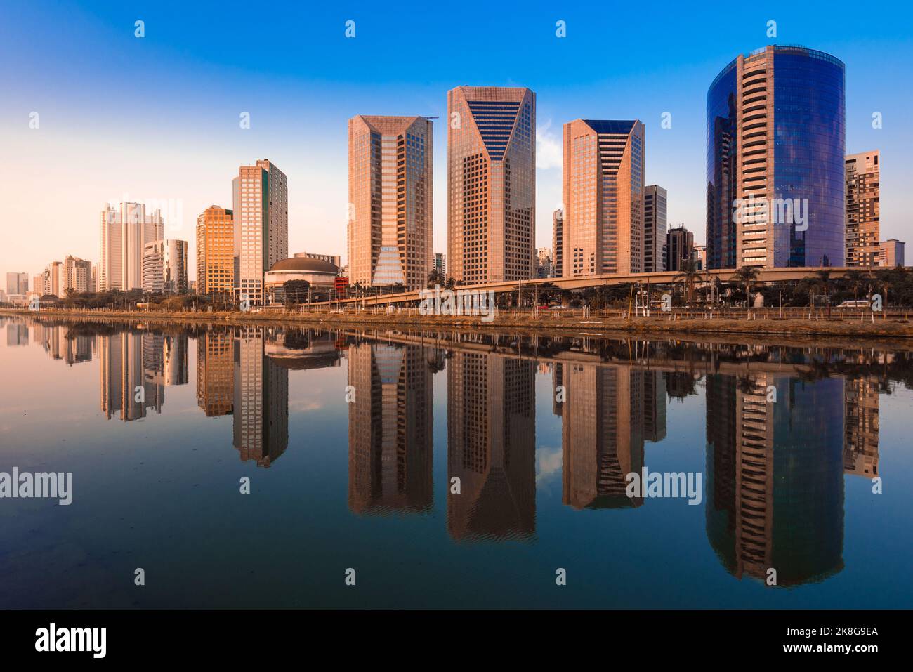Modern Buildings Reflection in Pinheiros River in Sao Paulo City ...