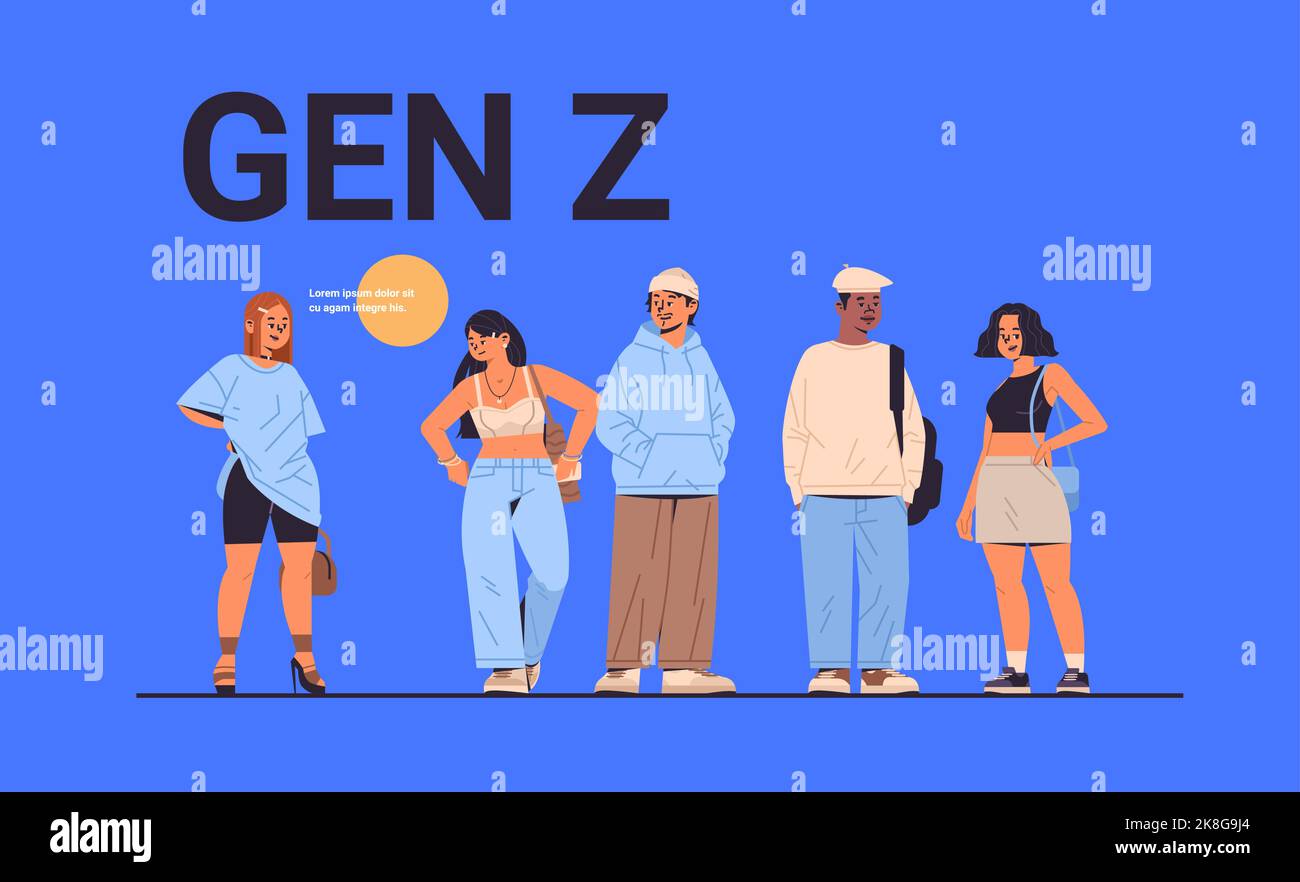 young people in casual trendy clothes generation Z lifestyle concept ...