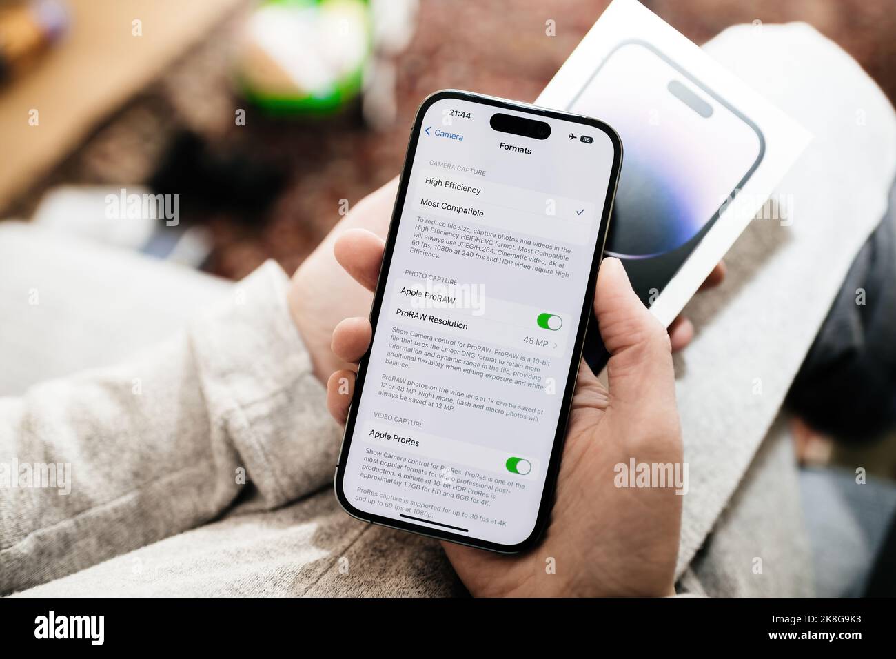 London, United Kingdom - Sep 28, 2022: POV woman hand holding the ...