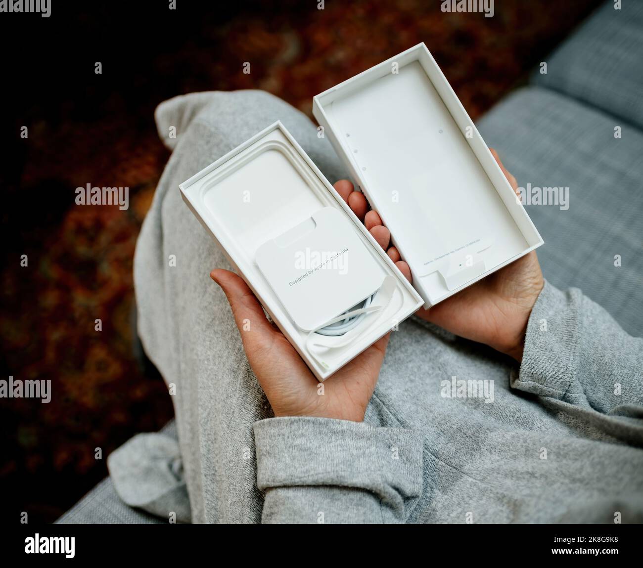 London, United Kingdom - Sep 28, 2022: POV woman hand holding the ...
