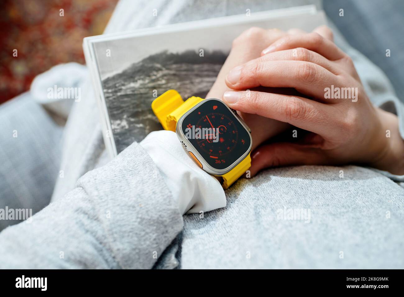 London, United Kingdom - Sep 28, 2022: POV woman hand holding setting ...