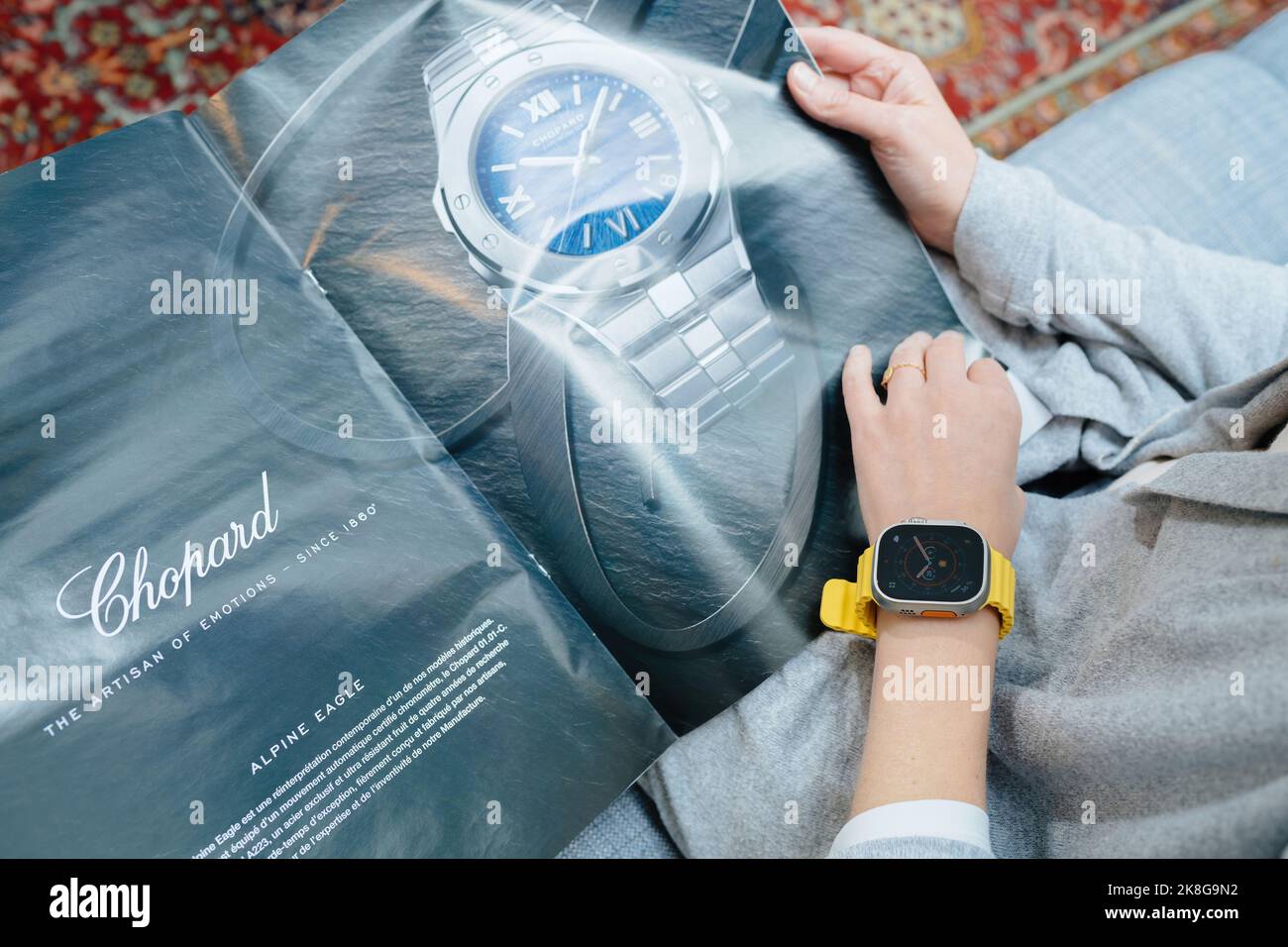 London, United Kingdom - Sept 28, 2022: Fashionable woman looking at ...
