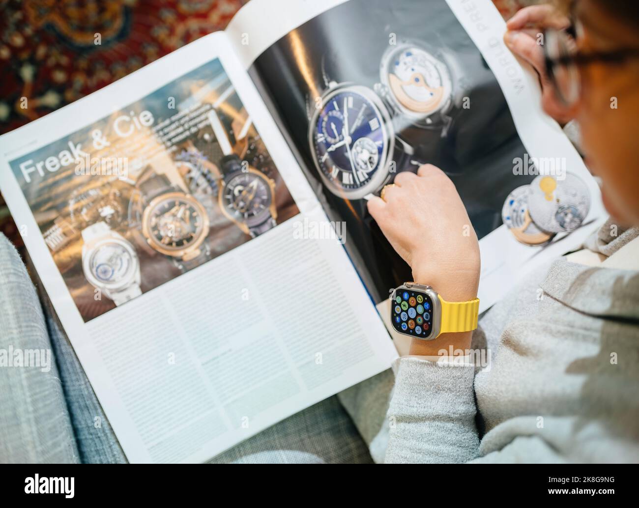 London, United Kingdom - Sept 28, 2022: Fashionable woman looking at ...