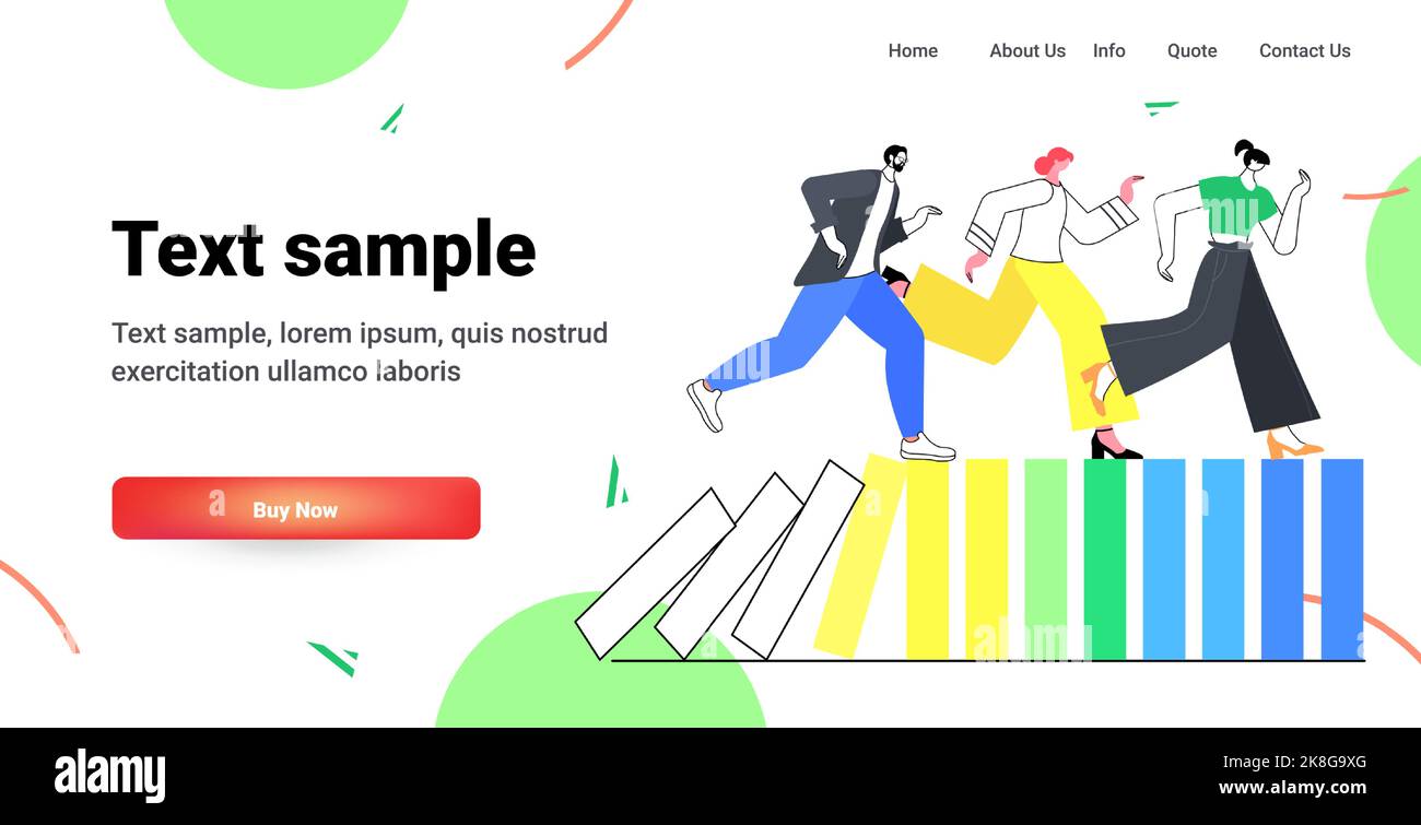 businesspeople running on falling dominos solving problem domino effect ...