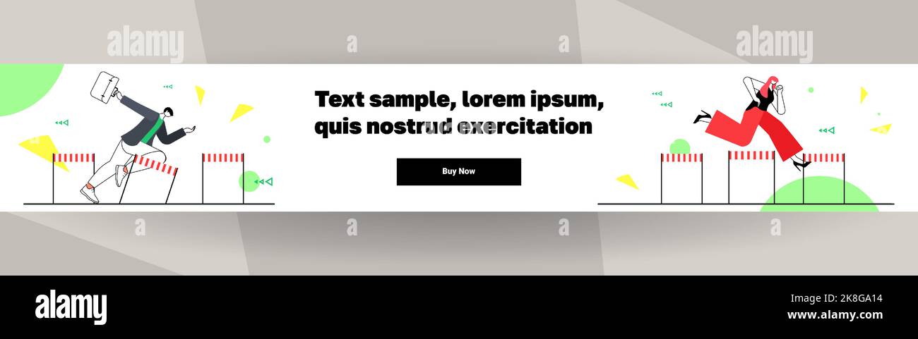 businesspeople jumping over barriers business people running to finish ...
