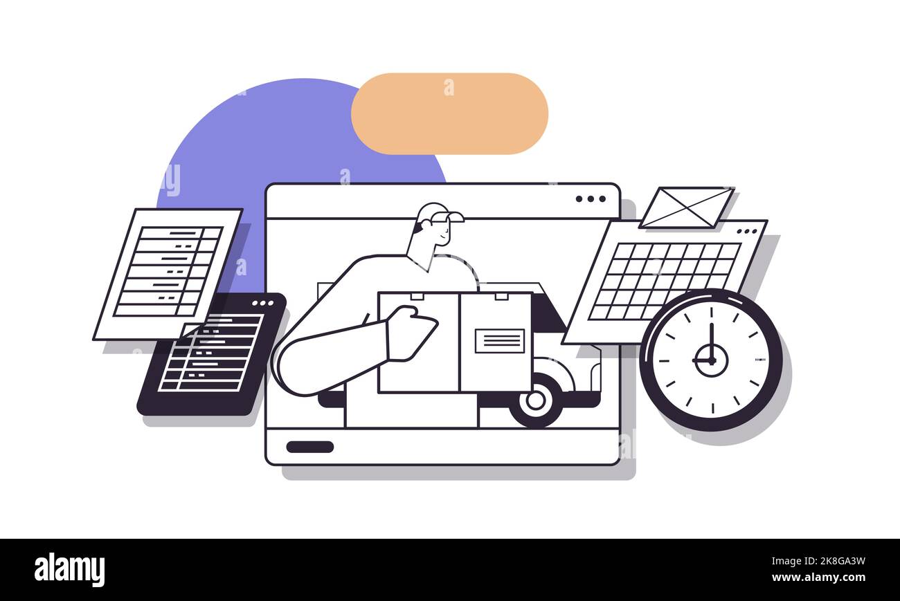 deliveryman holding cardboard box courier carrying parcel online ...