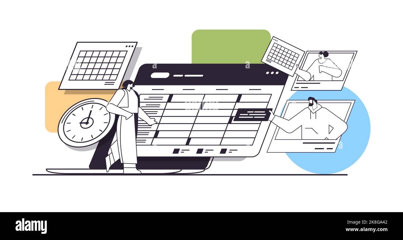 businesspeople planning day scheduling appointment time management ...