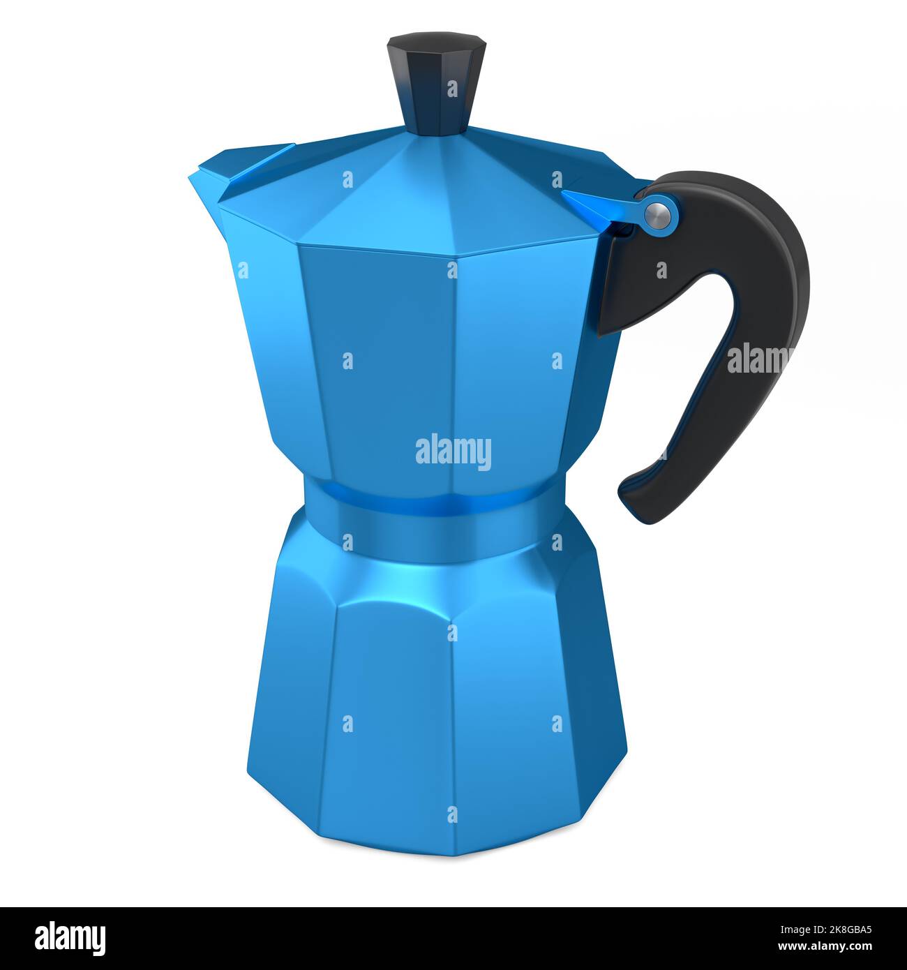 Italian geyser coffee maker a la moka on white background. 3d render of ...