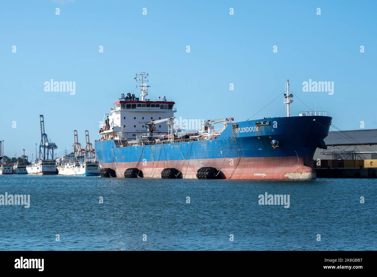 Shipping containers and buildilngs in Port Louis, Mauritius Stock Photo ...