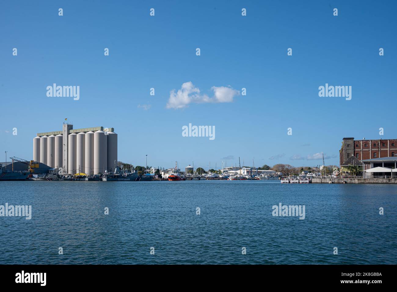 Shipping containers and buildilngs in Port Louis, Mauritius Stock Photo ...