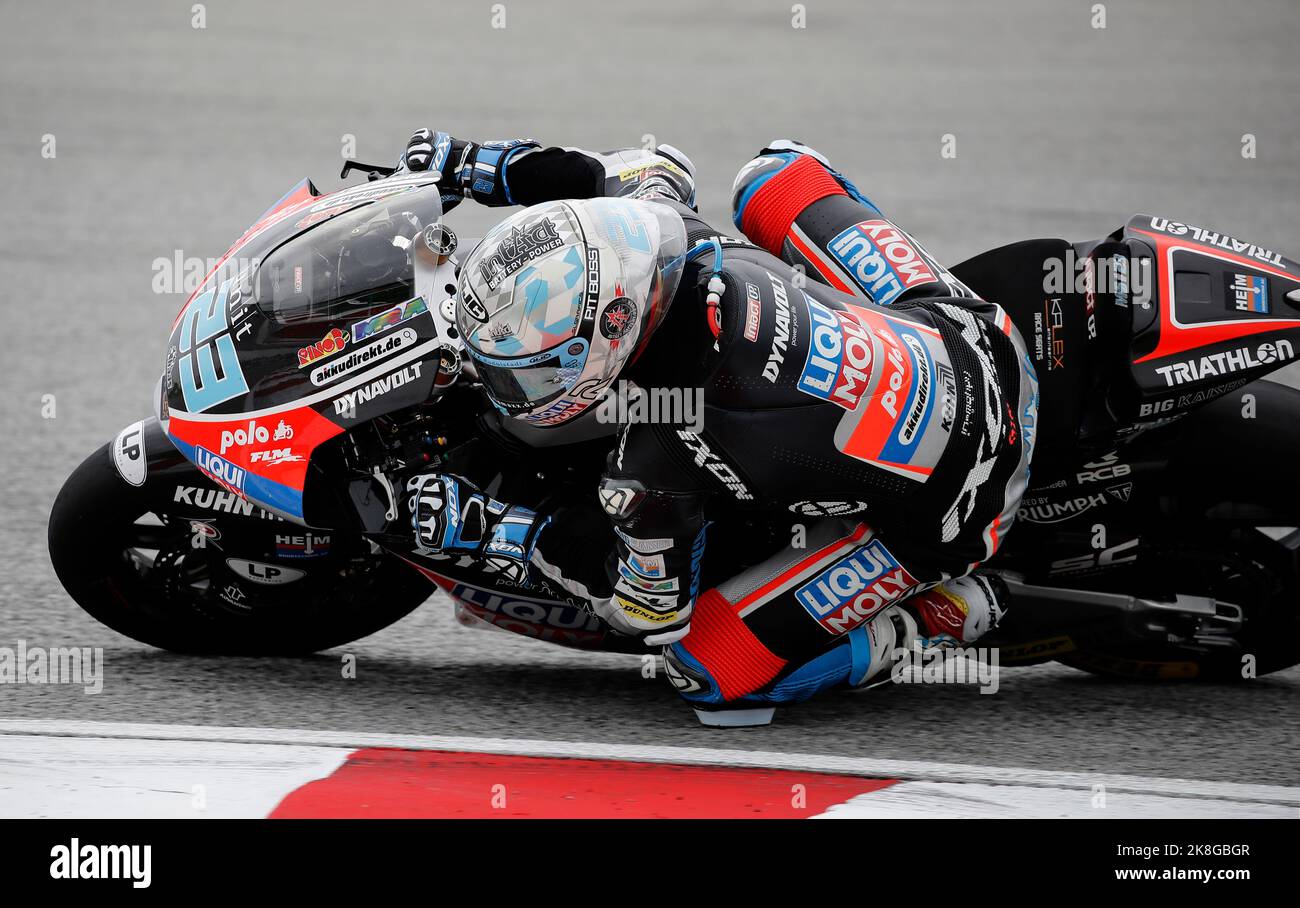 German rider Marcel Schrotter of Liqui Moly Intact GP steers his bike ...