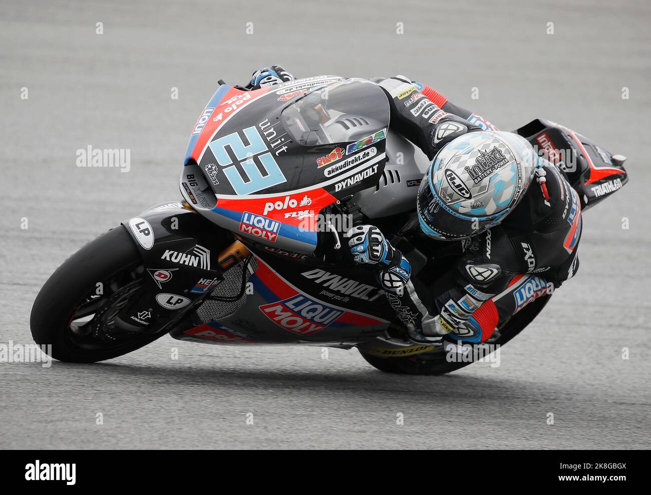 German rider Marcel Schrotter of Liqui Moly Intact GP steers his bike ...