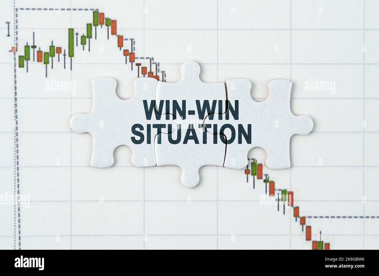 Business concept. On the quotes chart there are puzzles with the ...