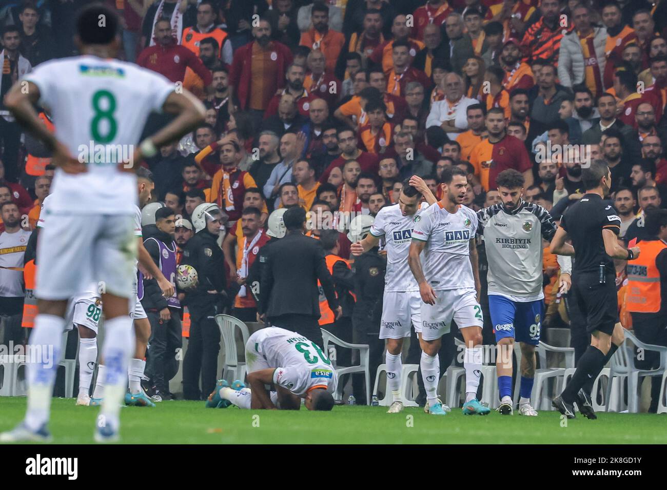 ISTANBUL, TURKEY - OCTOBER 23: Ahmed Hassan of Alanyaspor celebrates ...