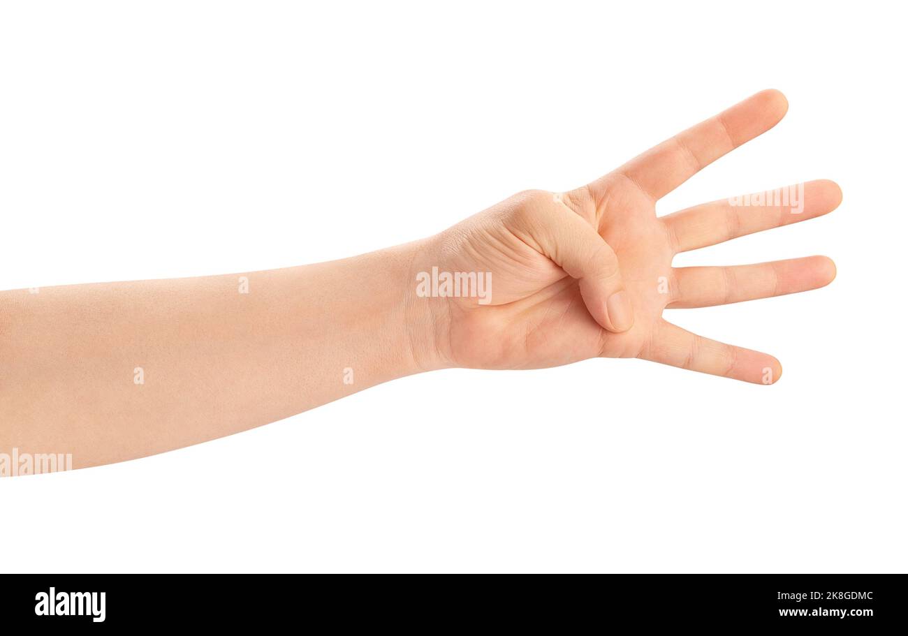 Hand four fingers cutout hi-res stock photography and images - Alamy