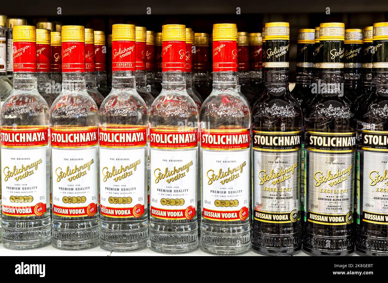 Samara, Russia - October 21, 2022: Stolichnaya russian vodka ready for ...