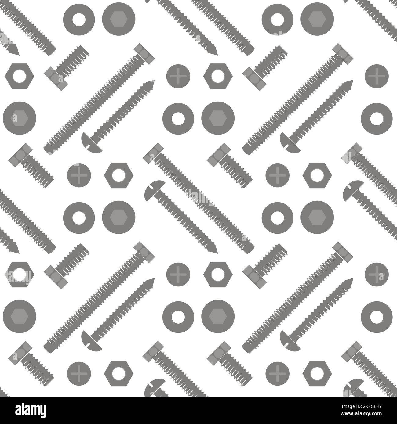 Screw hex bolt seamless pattern design illustration isolated on white ...