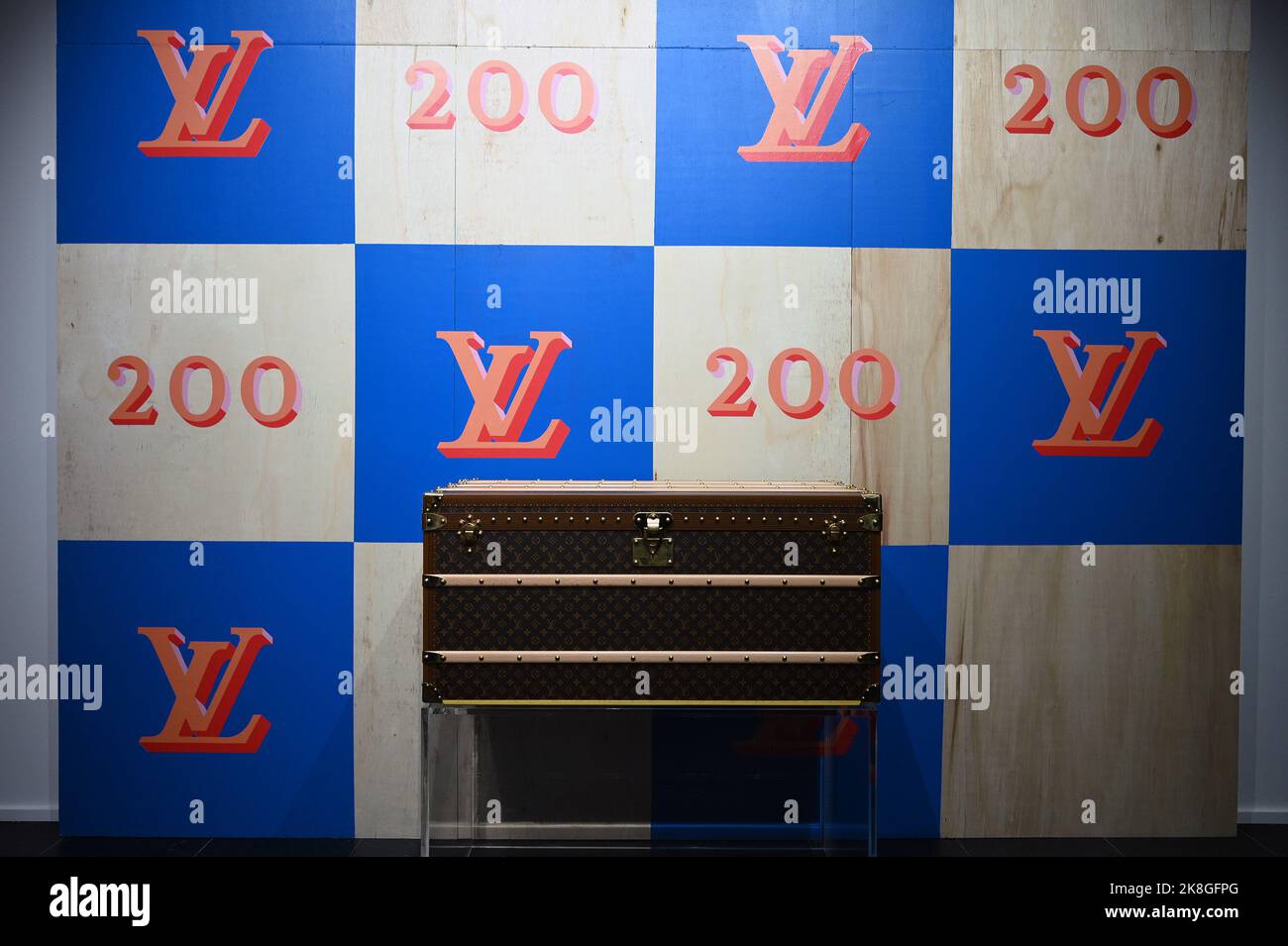 The classic Louis Vuitton trunk on display at the entrance of the Louis ...
