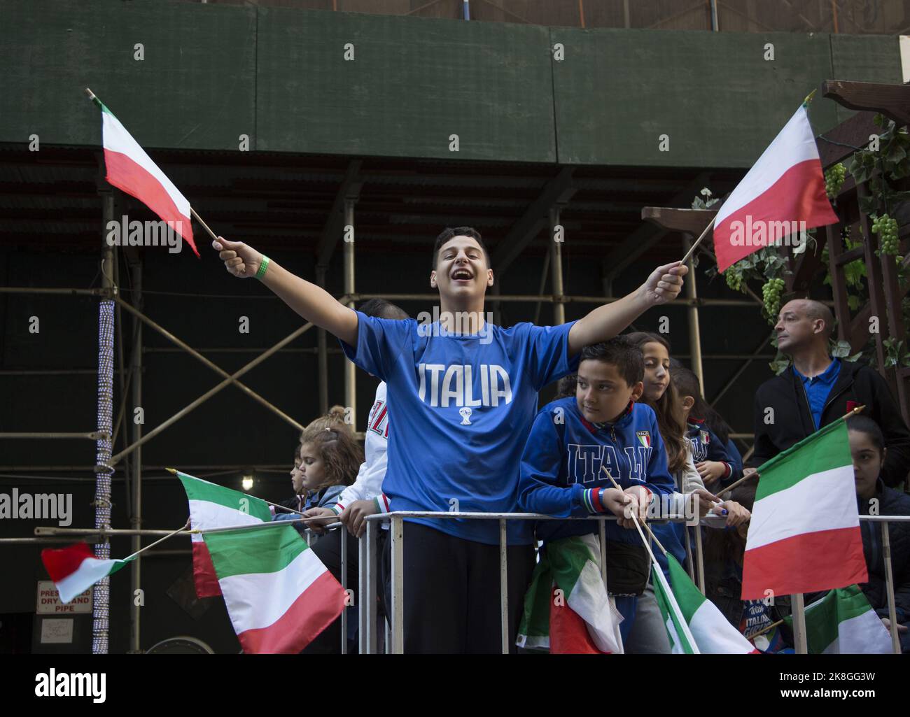 Columbus Day Parade on 5th Avenue in New York CIty. With recent attacks ...